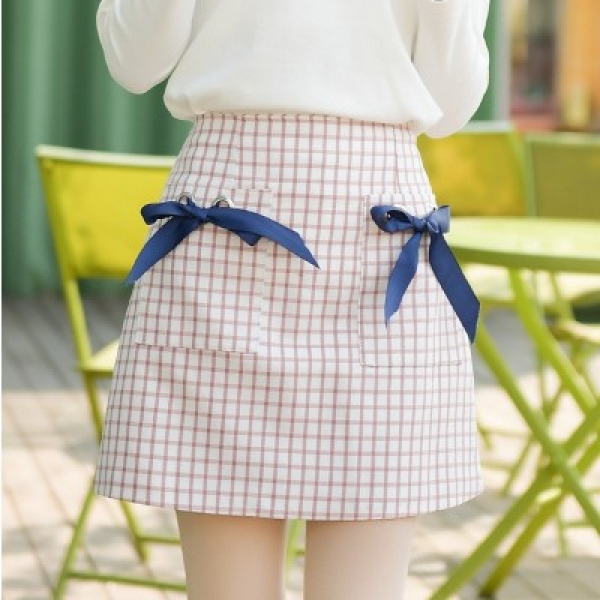 Chân váy sọc ca rô đính nơ - sakurafashion.vn